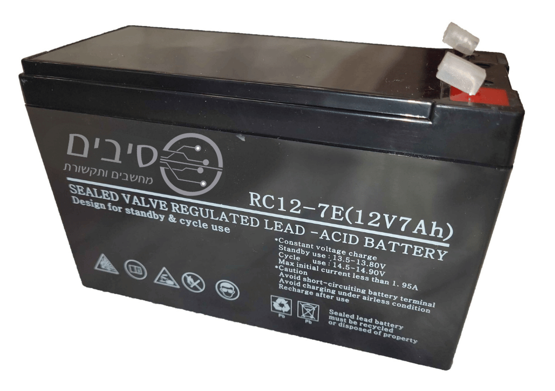 מצבר עופרת SLA מתח עבודה 12V קיבולת 7Ah | סיבים